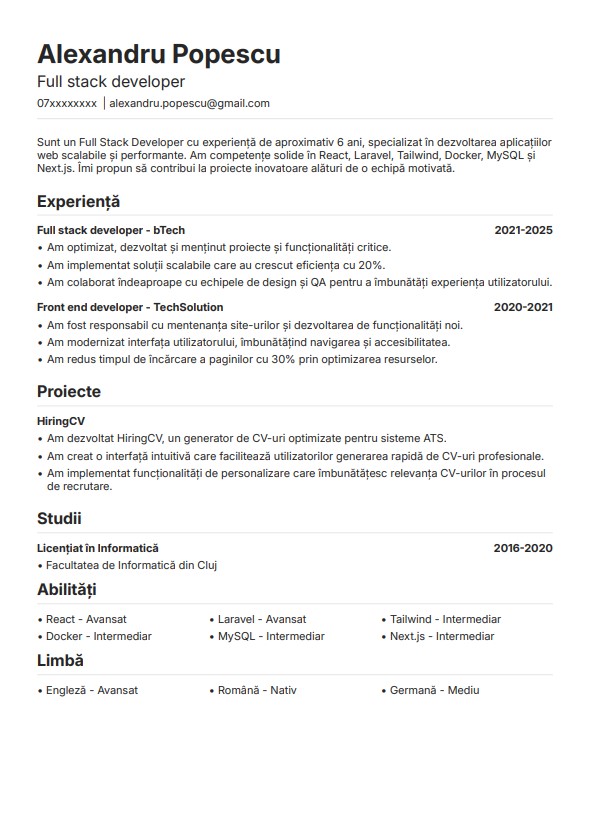 CV Online Gratuit – Model CV Simplu pentru Angajare