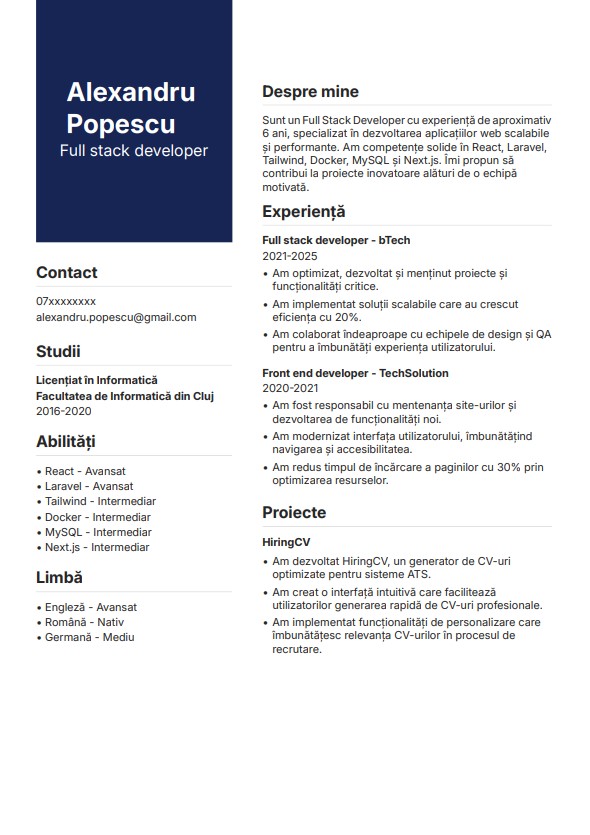 CV Online Gratuit – Model CV Simplu pentru Angajare